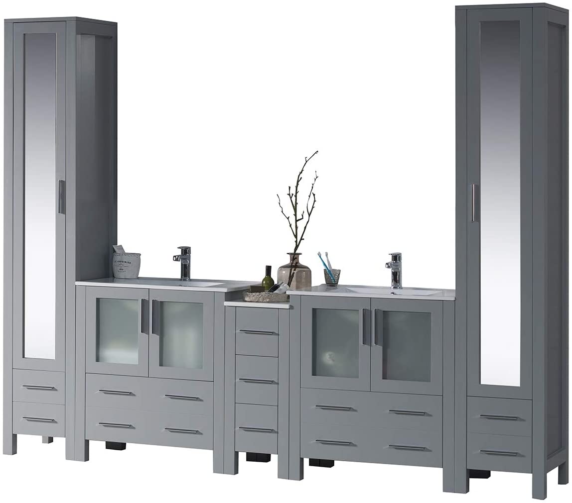 Blossom 102 Inch Vanity with Ceramic Double Sinks – OutDone Furniture